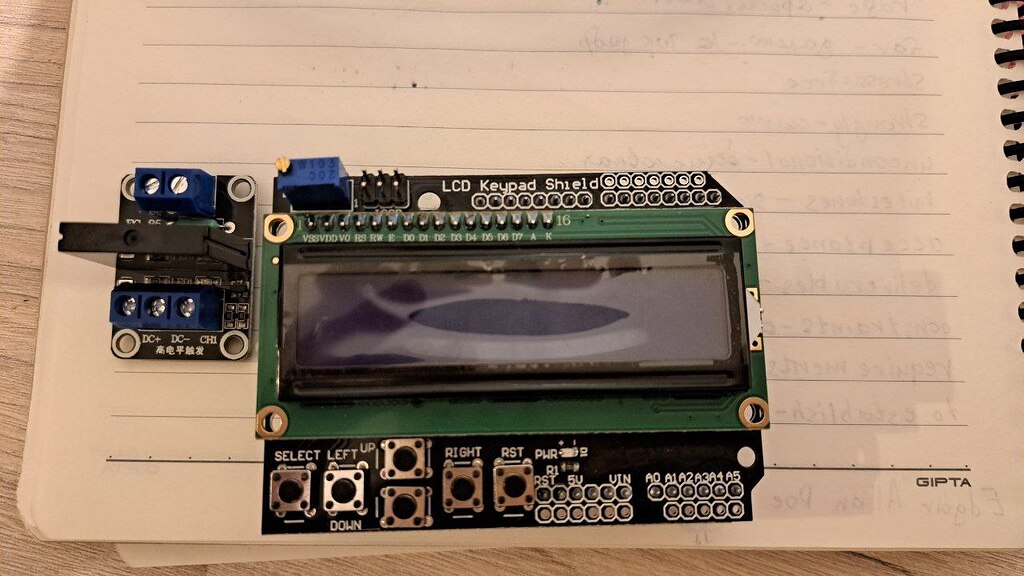 Подключение реле к дисплею LCD Keypad Shield 2x16 BL, который подключен к Arduino Uno ...